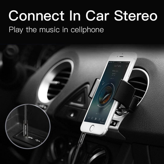 Fabric Braided 35mm Male To Male Audio Cable Black Metal Type